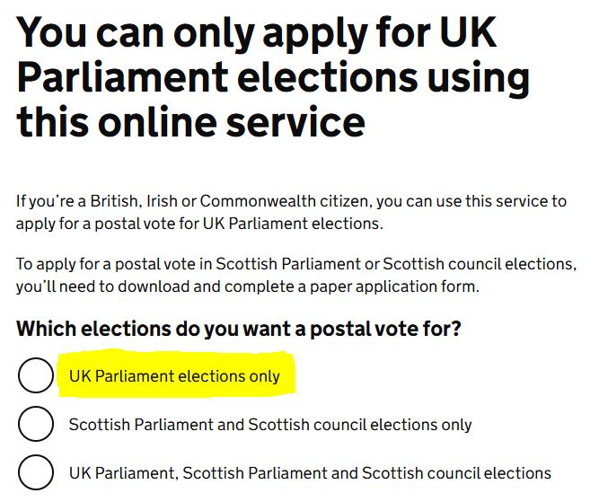 Postal Vote Renewals – Central Scotland